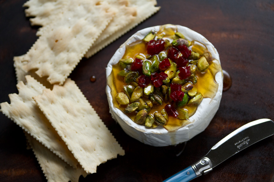 Honey-Baked Cheese with Pistachios and Cranberries - Recipe Hearth Honey-Baked Cheese with Pistachios and Cranberries - Recipe Hearth